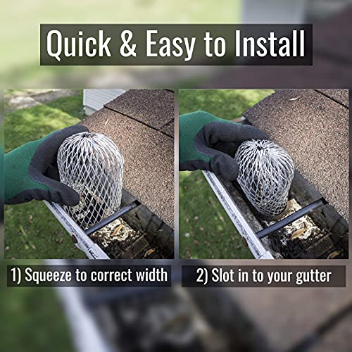 Gutter Guard (6 Pack) Leaf Filter Gutter Strainer & Downspout Guard - Better Than Roof Gutter Screen - Mesh Leaf Guards With Up To 4in Diameter - Gutter Drain Cover & Gutter Down Spout Rain Protector