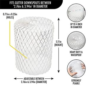 Gutter Guard (6 Pack) Leaf Filter Gutter Strainer & Downspout Guard - Better Than Roof Gutter Screen - Mesh Leaf Guards With Up To 4in Diameter - Gutter Drain Cover & Gutter Down Spout Rain Protector