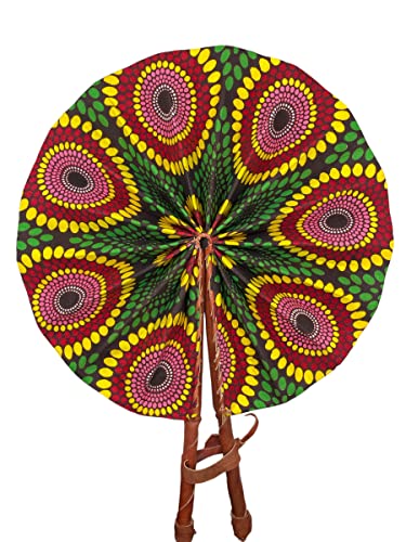 African Fan/African Fabric Fan/Ankara Fan/Leather Folding Fan/Designs Random