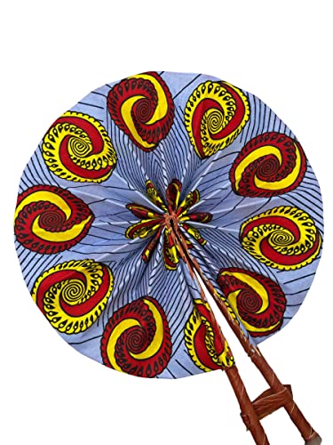 African Fan/African Fabric Fan/Ankara Fan/Leather Folding Fan/Designs Random