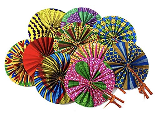 African Fan/African Fabric Fan/Ankara Fan/Leather Folding Fan/Designs Random