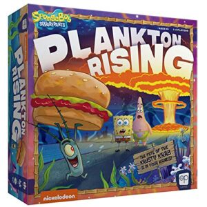 usaopoly spongebob: plankton rising cooperative dice and card game | featuring artwork & characters from nickelodeon's spongebob squarepants cartoon | officially licensed spongebob game