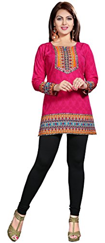 Maple Clothing Women's Kurti Kurta Top Tunic Printed from India (Pink, 3XL)