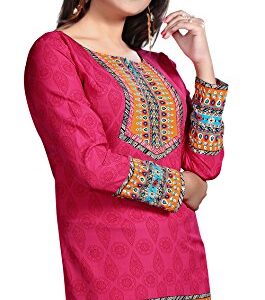 Maple Clothing Women's Kurti Kurta Top Tunic Printed from India (Pink, 3XL)