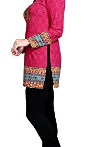 Maple Clothing Women's Kurti Kurta Top Tunic Printed from India (Pink, 3XL)