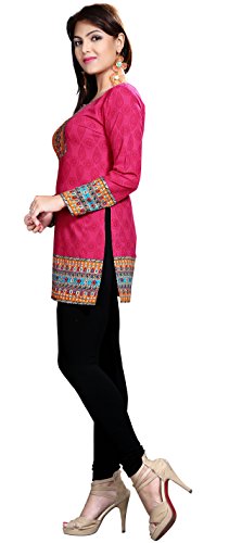 Maple Clothing Women's Kurti Kurta Top Tunic Printed from India (Pink, 3XL)