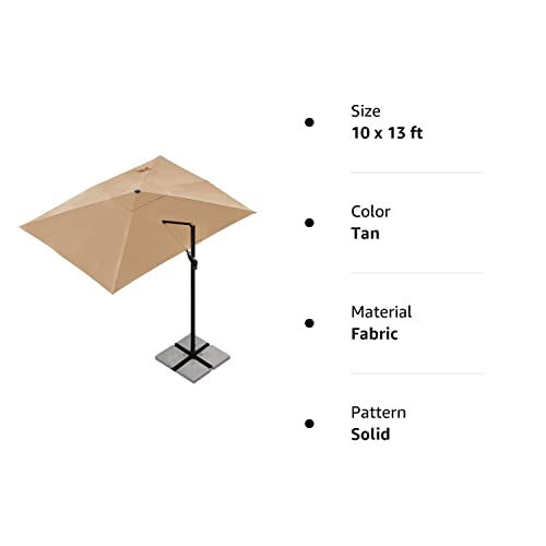 Sunnyglade 10x13Ft Cantilever Patio Umbrella Rectangular Deluxe Offset 360°Rotation & Integrated Tilting System Hanging Umbrella for Market Garden Deck Pool Backyard Patio (Tan)