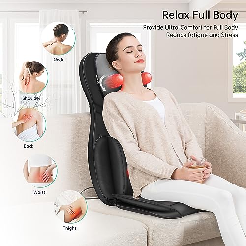 Snailax Full Body Massage Chair Pad -Shiatsu Kneading Seat Portable Neck Back Massager with Heat & Compression for Back and Shoulder