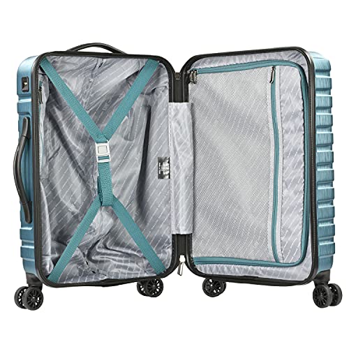 U.S. Traveler Boren Polycarbonate Hardside Rugged Travel Suitcase Luggage with 8 Spinner Wheels, Aluminum Handle, Teal, Carry-on 22-Inch, USB Port