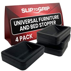 sliptogrip bed and furniture stopper - bed frame wheel stoppers - bed wheel stopper - caster wheel stoppers - furniture wheel stoppers fit all wheels of furniture, sofa, bed, chairs (4, black)