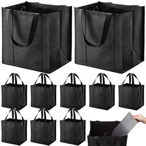 nerub set of 10 reusable grocery bags heavy duty shopping bags large grocery totes with reinforced bottom super sturdy handles, black