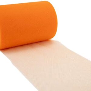 Tulle Fabric Roll | 6” by 100 Yards | Polyester Spool for Crafts Decorations Tutu Weddings Costumes Skirts Parties Gift Bow and More – by Craft Forge (Orange)