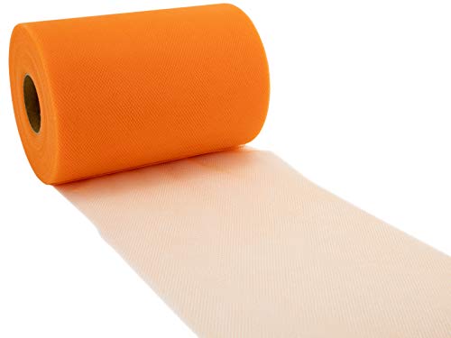 Tulle Fabric Roll | 6” by 100 Yards | Polyester Spool for Crafts Decorations Tutu Weddings Costumes Skirts Parties Gift Bow and More – by Craft Forge (Orange)