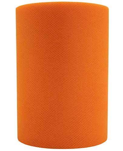 Tulle Fabric Roll | 6” by 100 Yards | Polyester Spool for Crafts Decorations Tutu Weddings Costumes Skirts Parties Gift Bow and More – by Craft Forge (Orange)