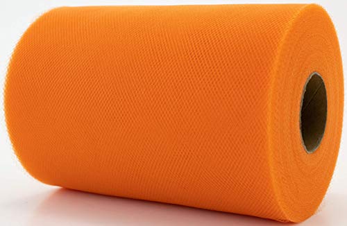 Tulle Fabric Roll | 6” by 100 Yards | Polyester Spool for Crafts Decorations Tutu Weddings Costumes Skirts Parties Gift Bow and More – by Craft Forge (Orange)