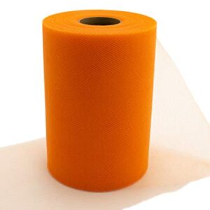 Tulle Fabric Roll | 6” by 100 Yards | Polyester Spool for Crafts Decorations Tutu Weddings Costumes Skirts Parties Gift Bow and More – by Craft Forge (Orange)