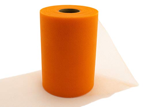 Tulle Fabric Roll | 6” by 100 Yards | Polyester Spool for Crafts Decorations Tutu Weddings Costumes Skirts Parties Gift Bow and More – by Craft Forge (Orange)