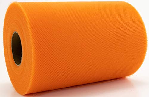 Tulle Fabric Roll | 6” by 100 Yards | Polyester Spool for Crafts Decorations Tutu Weddings Costumes Skirts Parties Gift Bow and More – by Craft Forge (Orange)