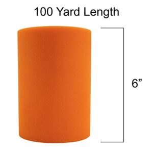 Tulle Fabric Roll | 6” by 100 Yards | Polyester Spool for Crafts Decorations Tutu Weddings Costumes Skirts Parties Gift Bow and More – by Craft Forge (Orange)