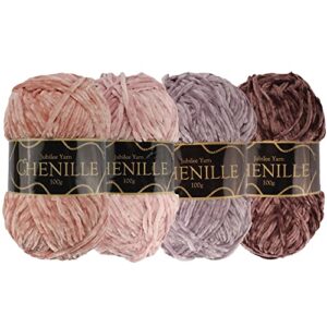 jubileeyarn chenille yarn - worsted weight - 100g/skein - shades of purple - 4 skeins