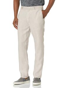 cubavera men's delave 100% flat front pant (waist size 30-42 big & tall), natural linen, 36w x 32l