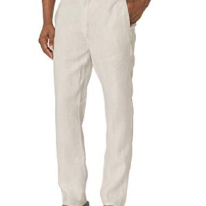 Cubavera Men's Delave 100% Flat Front Pant (Waist Size 30-42 Big & Tall), Natural Linen, 36W x 32L