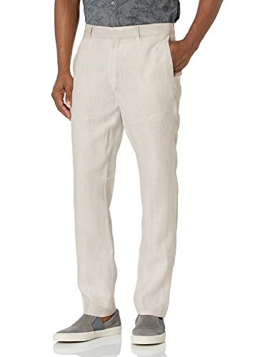 Cubavera Men's Delave 100% Flat Front Pant (Waist Size 30-42 Big & Tall), Natural Linen, 36W x 32L