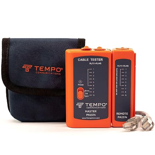 TEMPO PA1574 Network Cable Cat5e Tester | Telephone & Ethernet Cable Mapper | Continuity Tester for RJ45, RJ11, RJ12 | CAT5, CAT5E, CAT6 (2023 Model)