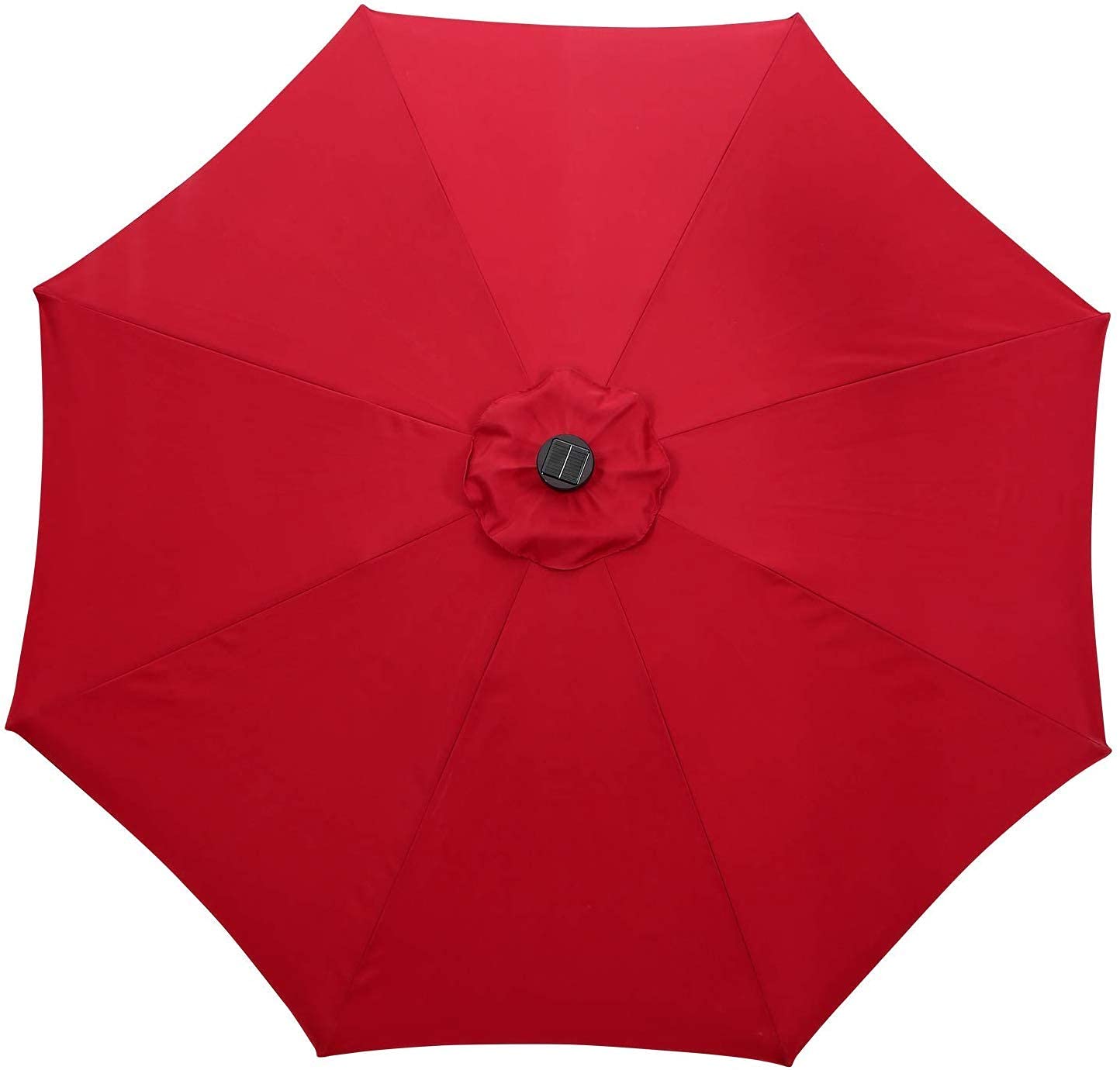 GDY 10Ft Patio Umbrella, Solar Powered 40 LED Lighted Aluminum Outdoor Table Market Umbrella with Tilt and Crank, Center Light (Charming Red)