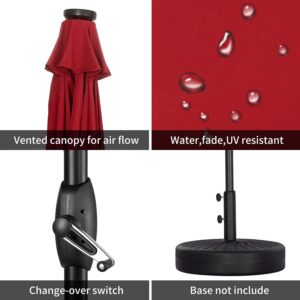 GDY 10Ft Patio Umbrella, Solar Powered 40 LED Lighted Aluminum Outdoor Table Market Umbrella with Tilt and Crank, Center Light (Charming Red)