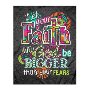 “faith in god-bigger than fears”-inspirational wall art sign-8 x 10" shabby chic abstract poster print-ready to frame. home-bedroom-office-dorm-church décor. perfect christian gift for teens!