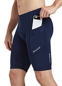 baleaf men's padded bike shorts cycling tights 3d padding bicycle accessories road biking mtb pockets upf 50+ dark blue size m