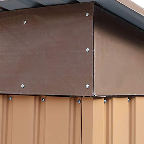 JAXPETY 4.2' x 9.1' Outdoor Storage Shed Garden Shed Utility Tool Storage House Backyard Lawn Building with Sliding Door, Brown