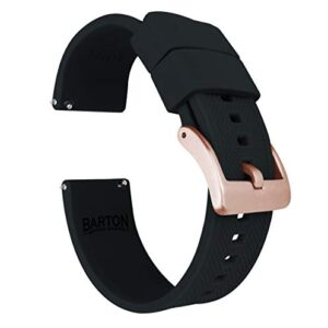 20mm Black - BARTON Elite Silicone Watch Bands - Rose Gold Buckle Quick Release