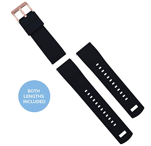 20mm Black - BARTON Elite Silicone Watch Bands - Rose Gold Buckle Quick Release