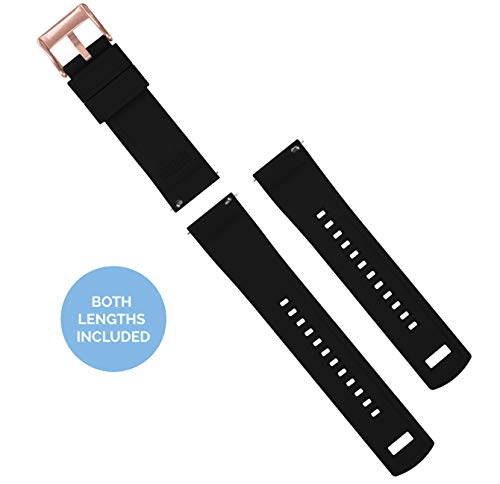 20mm Black - BARTON Elite Silicone Watch Bands - Rose Gold Buckle Quick Release