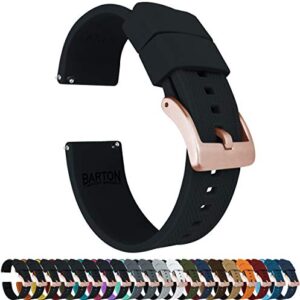 20mm Black - BARTON Elite Silicone Watch Bands - Rose Gold Buckle Quick Release