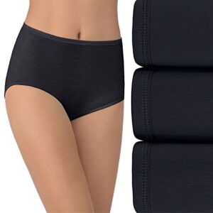 vanity fair women's illumination brief panties (regular & plus size), 3 pack - midnight black, 8