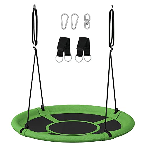 SONGMICS Saucer Tree Swing, 40 Inch, 700 lb Load, Includes Hanging Kit, Green and Black UGSW001G01