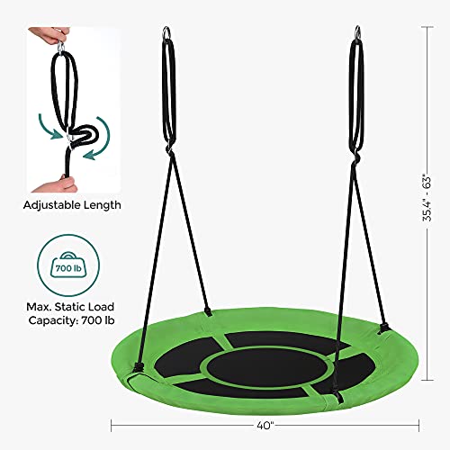 SONGMICS Saucer Tree Swing, 40 Inch, 700 lb Load, Includes Hanging Kit, Green and Black UGSW001G01