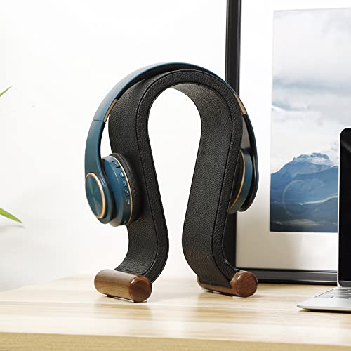 ONEGenug Wooden Headset Stand,Universal Earphone Hanger Holder for Gaming Headsets & DJ Studio Headphones Desktop Headphone Rack for All Headphone Size