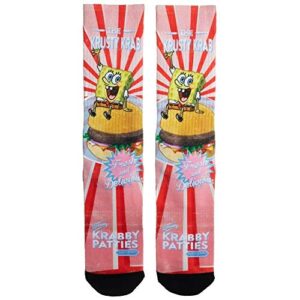 nickelodeon spongebob squarepants the krusty krab sublimated all over print men's crew socks