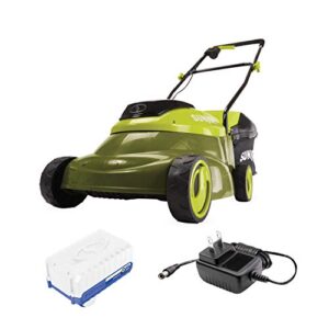 sun joe 24v-mj14c 24-volt ionmax cordless push lawn mower kit, 14-inch, w/ 4.0-ah battery + charger