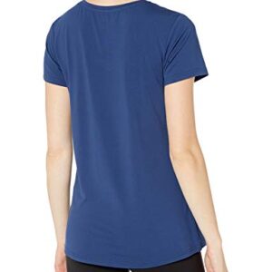 Amazon Essentials Women's Tech Stretch Short-Sleeve V-Neck T-Shirt (Available in Plus Size), Pack of 2, Navy/Teal Blue Space Dye, Large