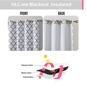 HLC.ME Lattice Print Decorative Curtains Blackout 54 Length - Thermal Insulated Room Darkening Grommet Window Drapes Panels for Basement Windows - Platinum White & Grey - Set of 2-52 x 54 Inch