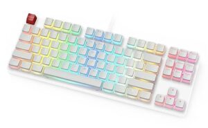 glorious aura v1 (white) pudding keycaps - double shot pbt translucent for mechanical keyboards, 104 key set, tkl, compact compatible, english (us) layout (aura (white))