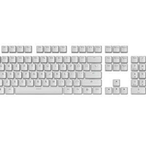 Glorious Aura V1 (White) Pudding Keycaps - Double Shot PBT Translucent for Mechanical Keyboards, 104 Key Set, TKL, Compact Compatible, English (US) Layout (Aura (White))