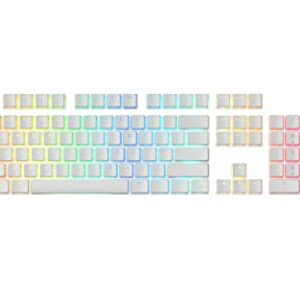 Glorious Aura V1 (White) Pudding Keycaps - Double Shot PBT Translucent for Mechanical Keyboards, 104 Key Set, TKL, Compact Compatible, English (US) Layout (Aura (White))