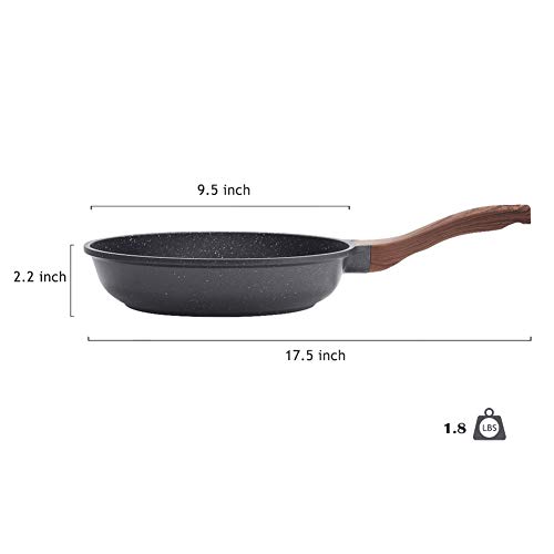 SENSARTE Nonstick Frying Pan Skillet, Swiss Granite Coating Omelette Pan, Healthy Stone Cookware Chef's Pan, PFOA Free (8/9.5/10/11/12.5 Inch) (9.5 Inch)