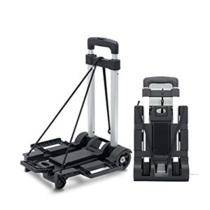 APOXCON Folding Hand Truck, 120 lbs Capacity Luggage Cart with 2 Wheels & Adjustable Handle, Foldable Trolley Aluminum Lightweight